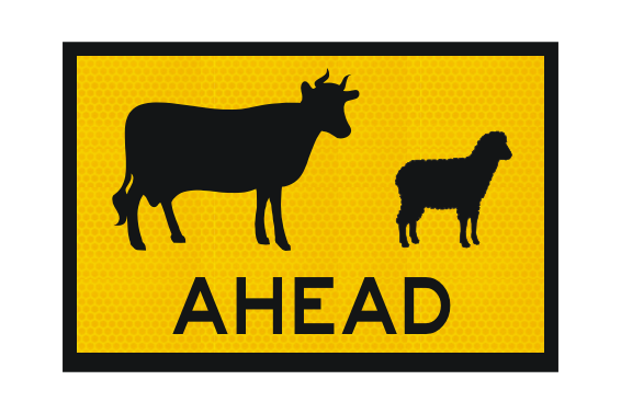 T1-19A Livestock Ahead Boxed Edge sign - Boxed Edge Sign - National ...