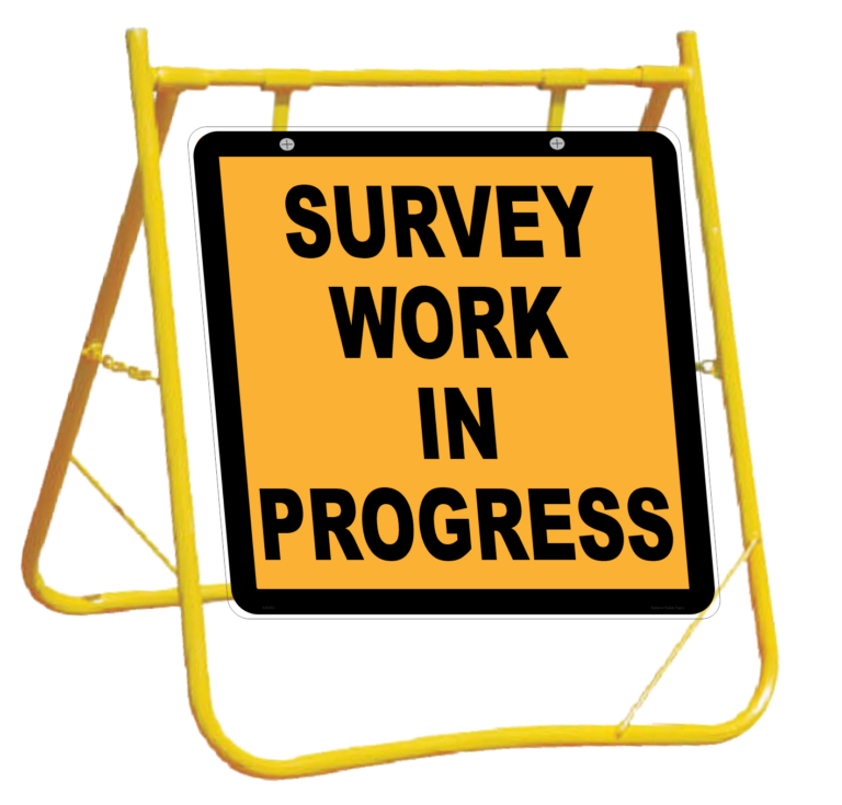 Survey Work In Progress Sign and Stand Combo. - National Traffic Signs