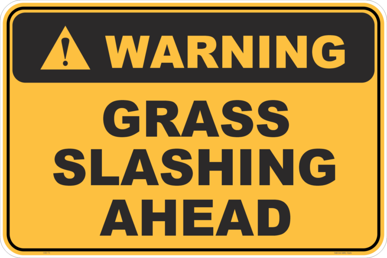 Grass Slashing Ahead sign with stand Combo - National Traffic Signs