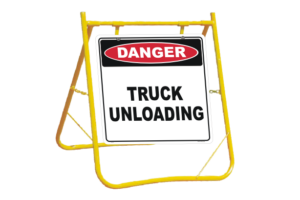 Truck Unloading sign and stand Combination - National Traffic Signs